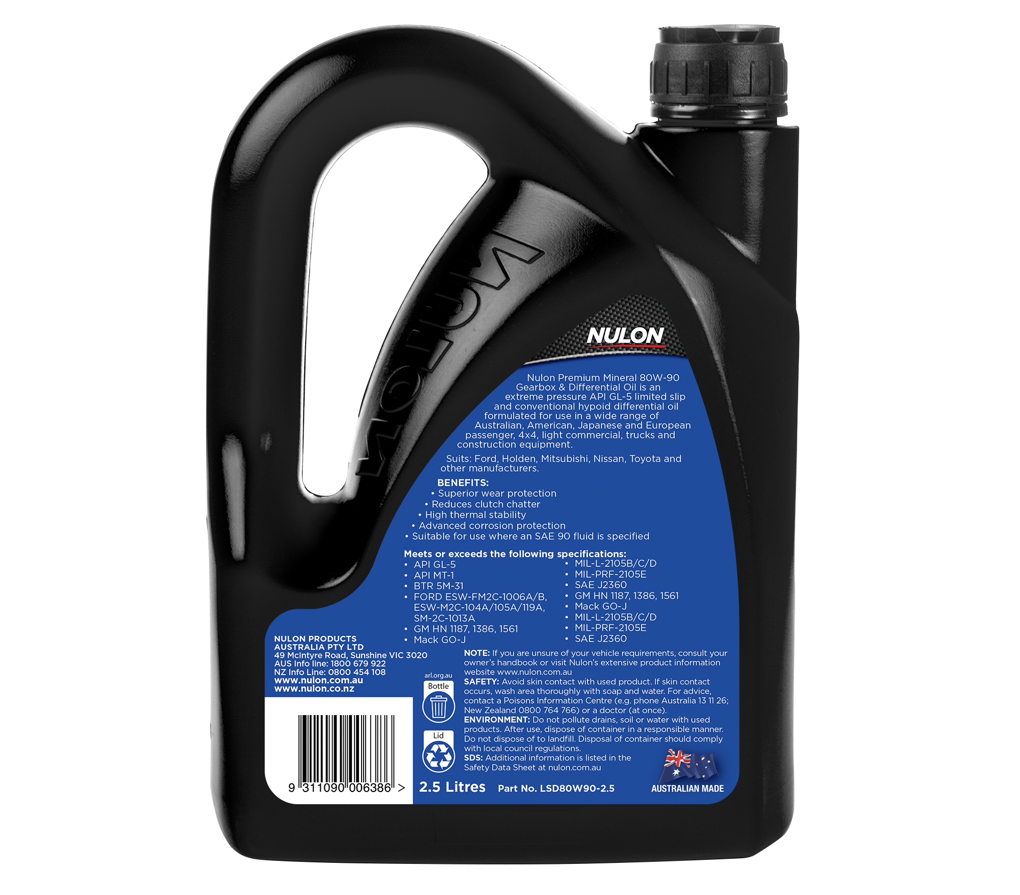 Premium Mineral 80W-90 Gearbox & Differential Oil (LSD80W90)